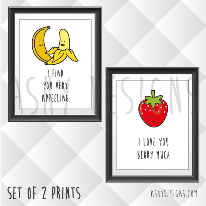 Set Of 2 Fruit And Vegetable Puns For Etsy