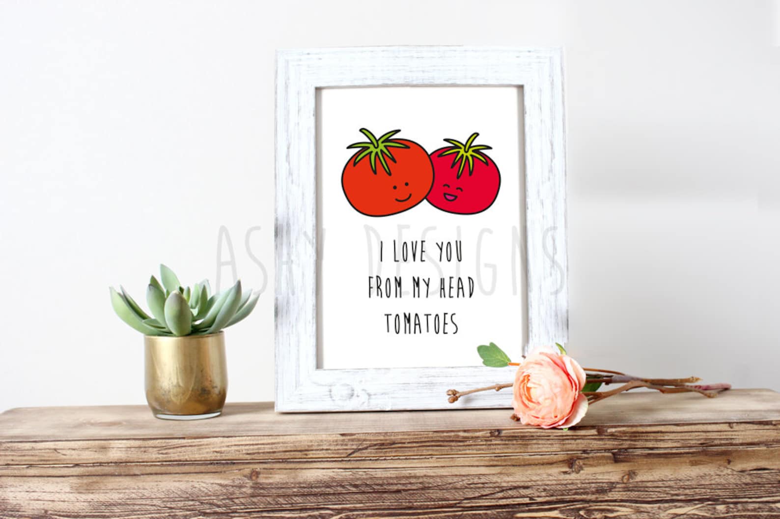 I LOVE You From My Head TOMATOES 8x10 Inch PRINT Cute Fruit Pun for the ...