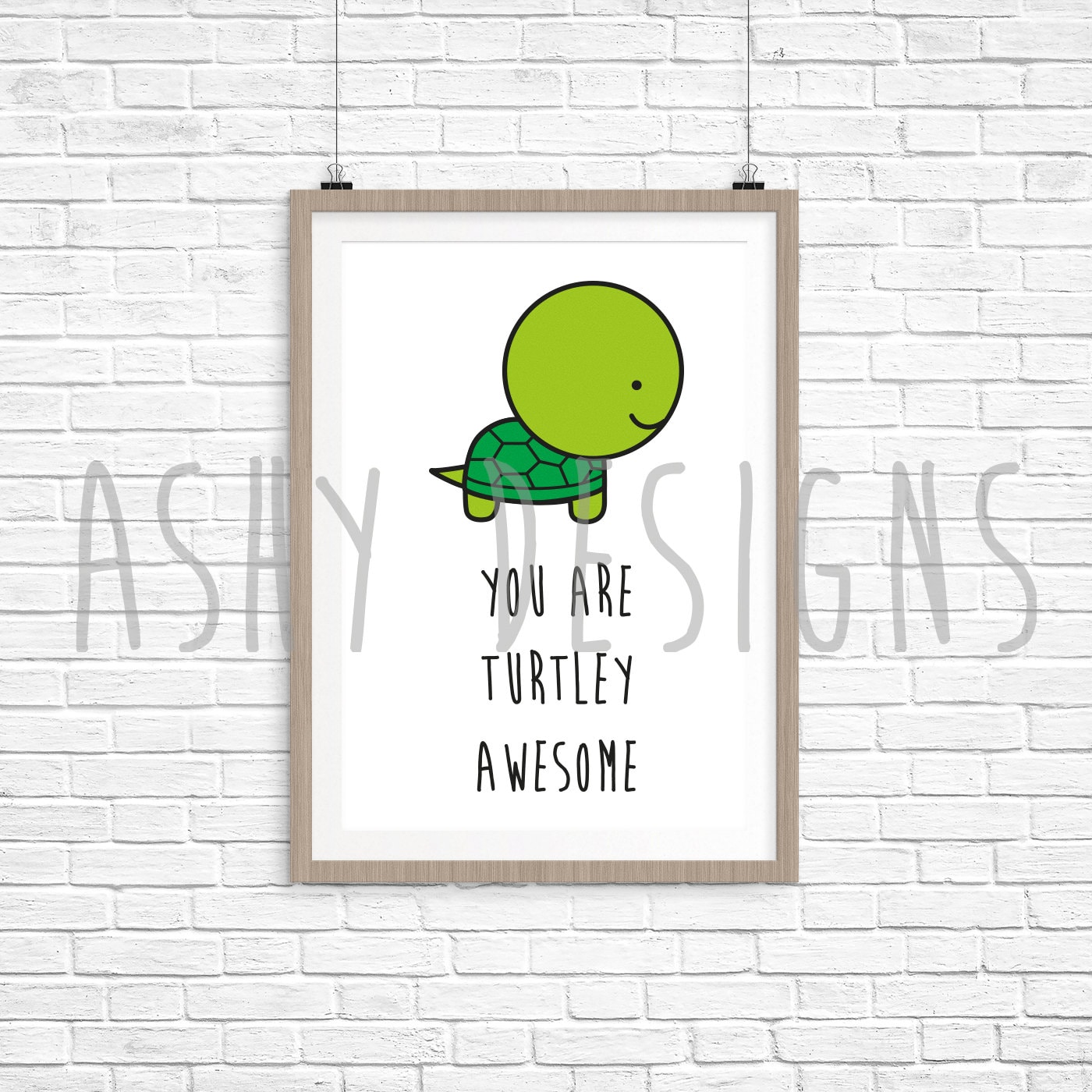 TURTLEY AWESOME! Turtle Tortoise Shell Print Poster - Green Cute Baby ...