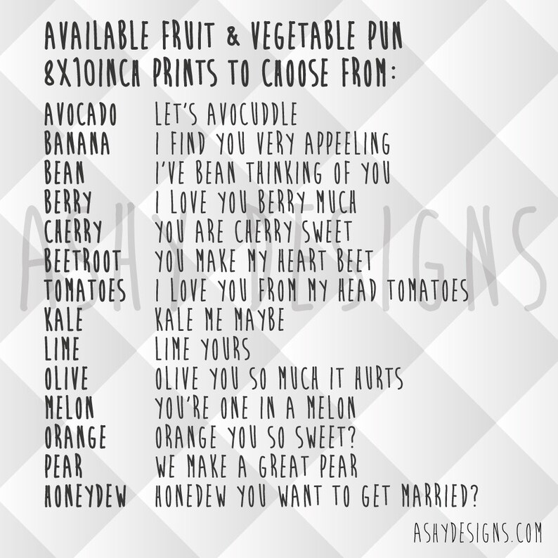 I LOVE You From My Head TOMATOES! 8x10 Inch PRINT - Cute Fruit Pun for ...