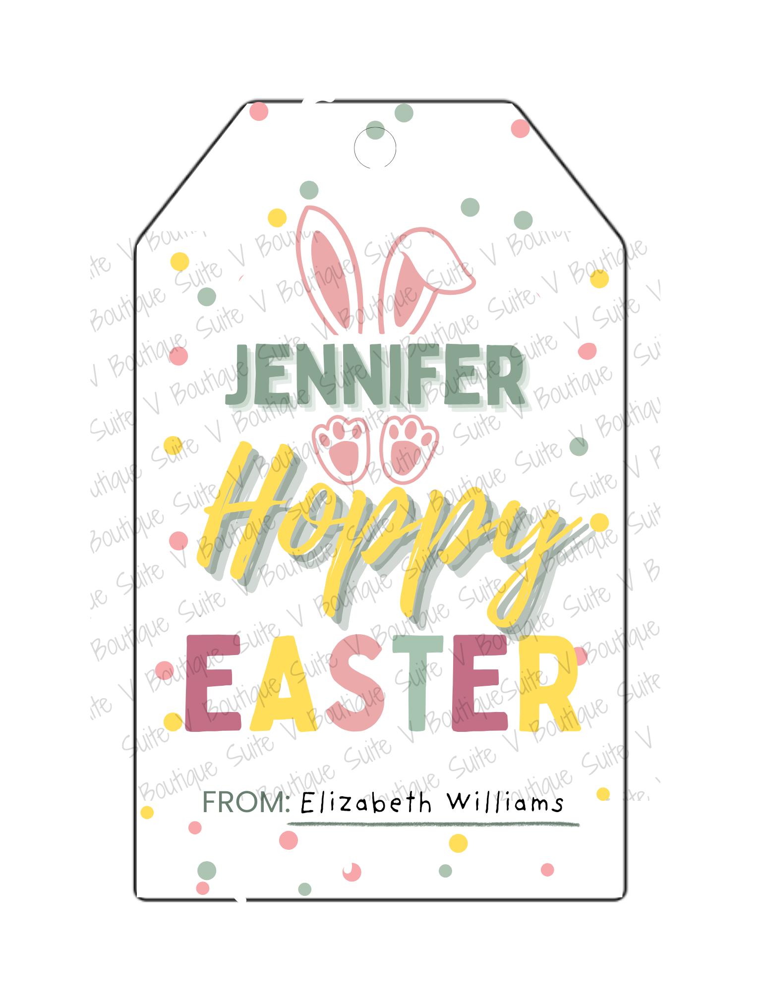 Student Easter Gift Tag Printable – Bunny Confetti, Editable Name ...