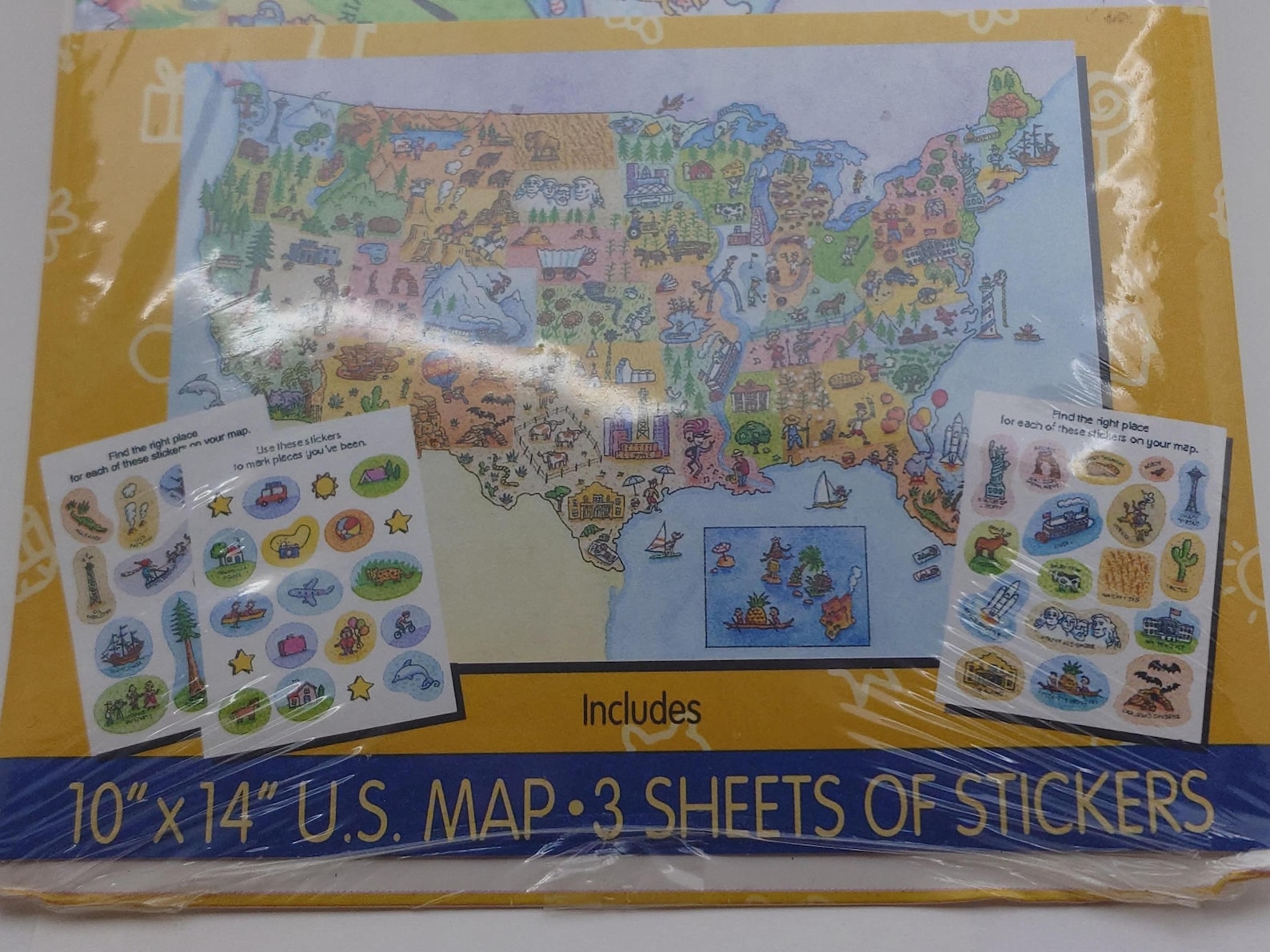 Vintage 1980's Hallmark Sticker Activity Map - Etsy