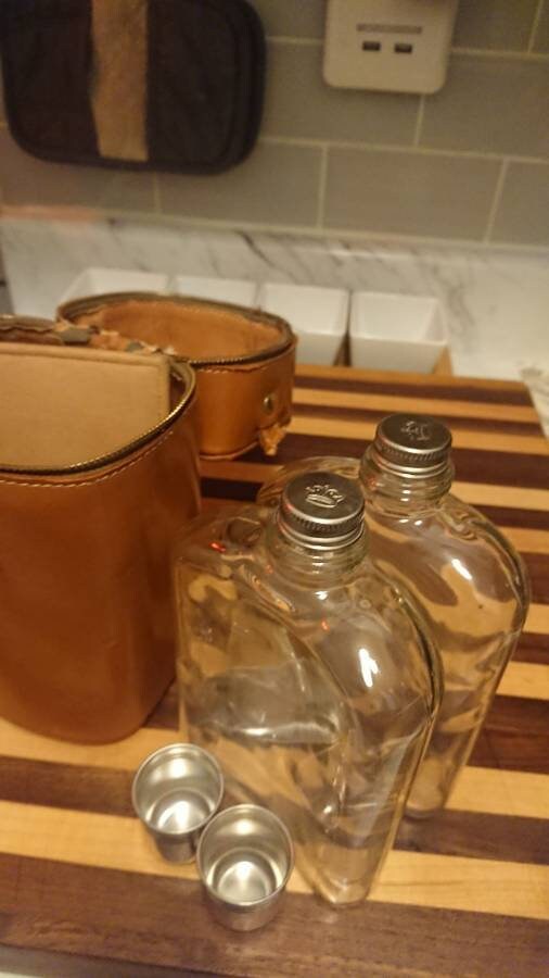 Vintage Glass Flask Set - Etsy