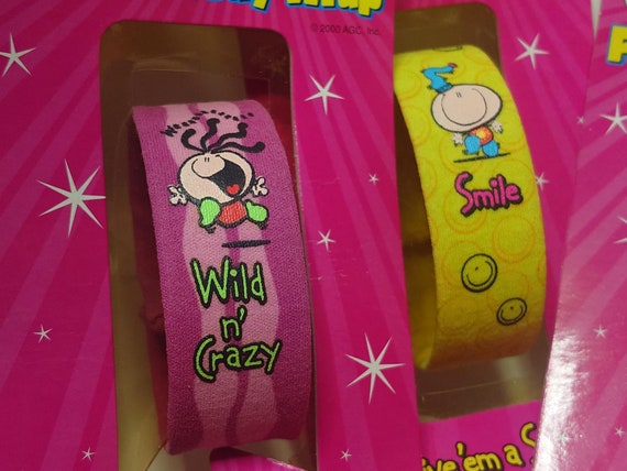 Six Vintage Bubblegum Swak Slap Bracelets - Gem
