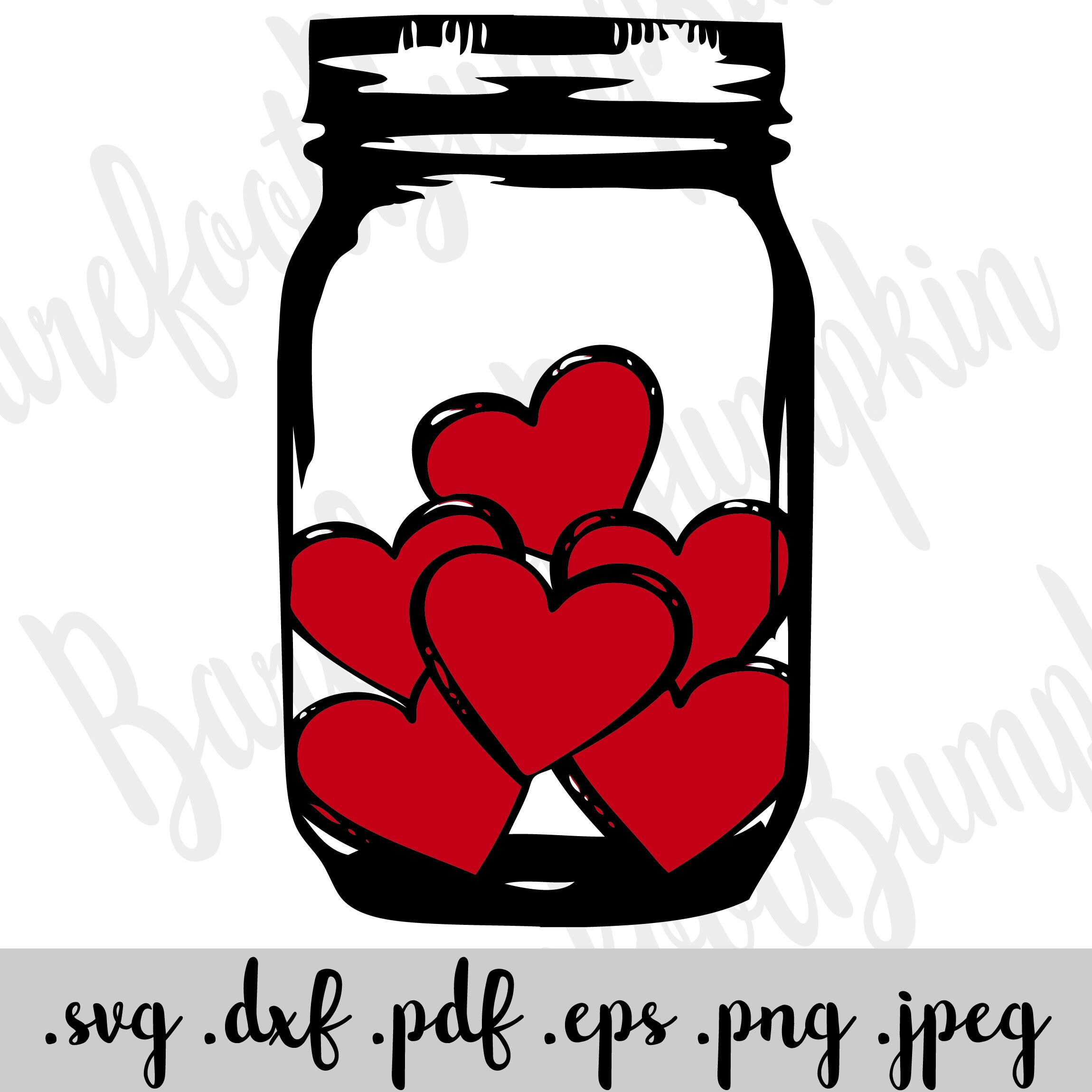 Mason Jar of Hearts SVG Instant Download - Etsy
