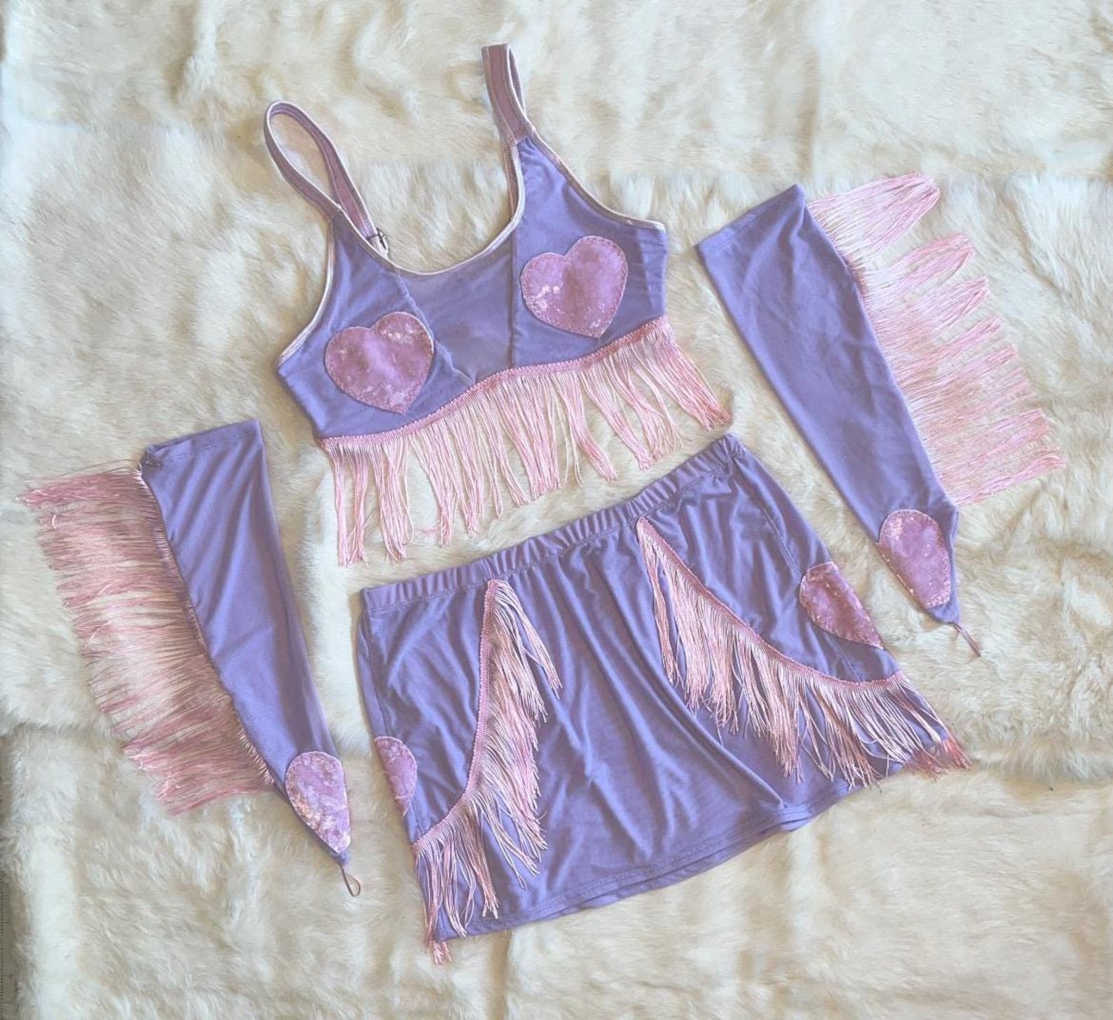 Mesh Fringe Heart Outfit, 3-piece Outfit - Etsy
