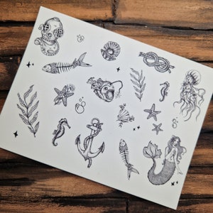 Hand Drawn Water Slide Tattoo Decals for Blythe, BJD, Pullip, Barbie ...