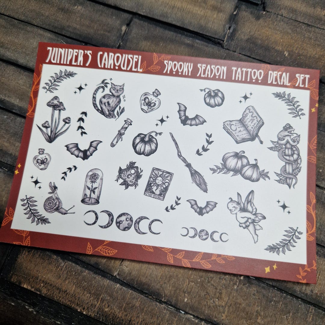 Hand Drawn Halloween Tattoo Water Decals for Blythe, BJD, Pullip ...