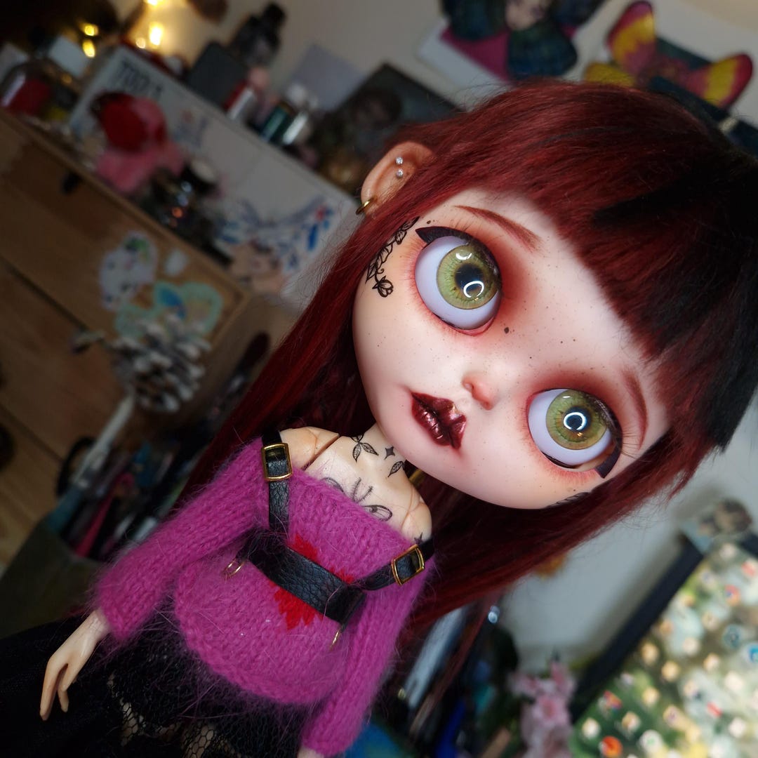 Berry Gothic Strawberry Themed Tattooed Custom Doll Custom Blythe/icy ...