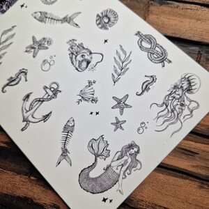 Hand Drawn Water Slide Tattoo Decals for Blythe, BJD, Pullip, Barbie ...