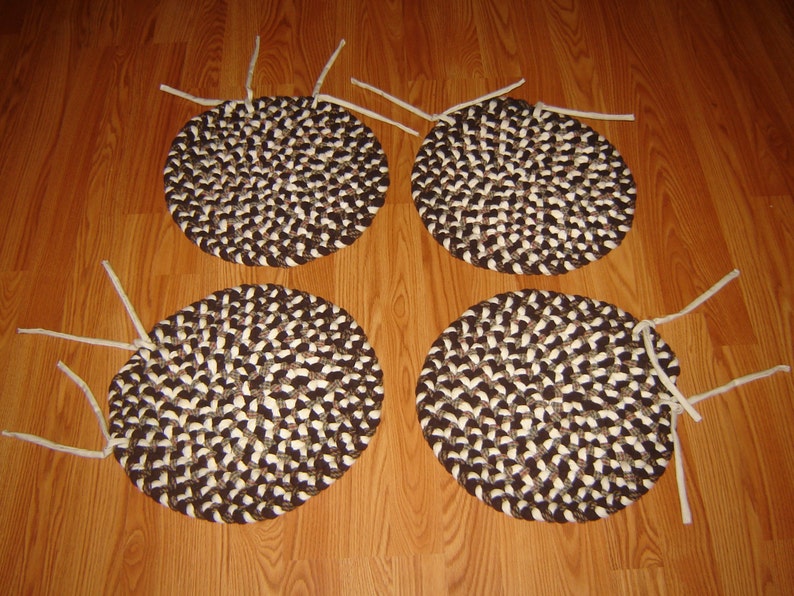 Custom Order 3 Color Round Braided Wool Chair Pads - Etsy