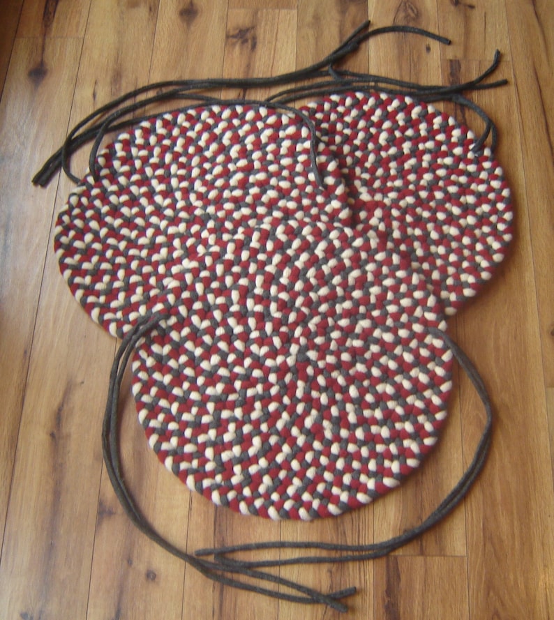 Custom Order 3 Color Round Braided Wool Chair Pads - Etsy