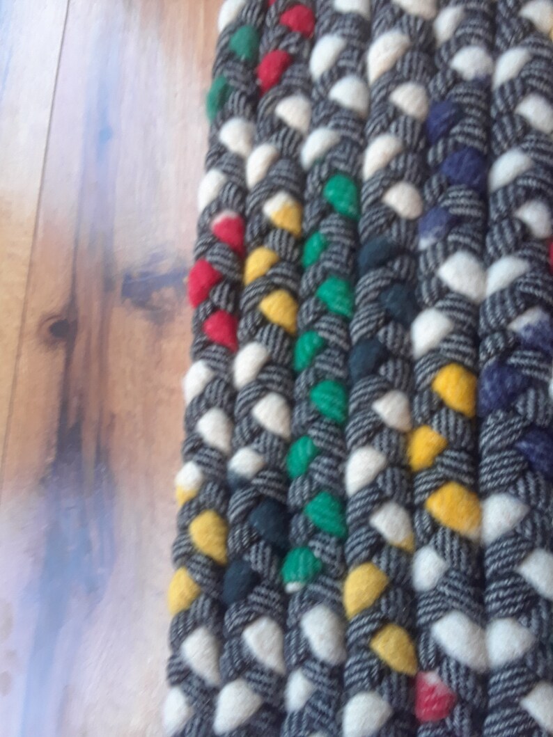 Multi-colored Rectangular Braided Wool Rug - Etsy