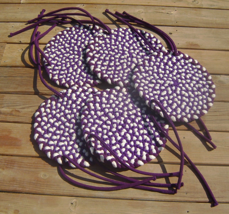 Custom Order 3 Color Round Braided Wool Chair Pads - Etsy