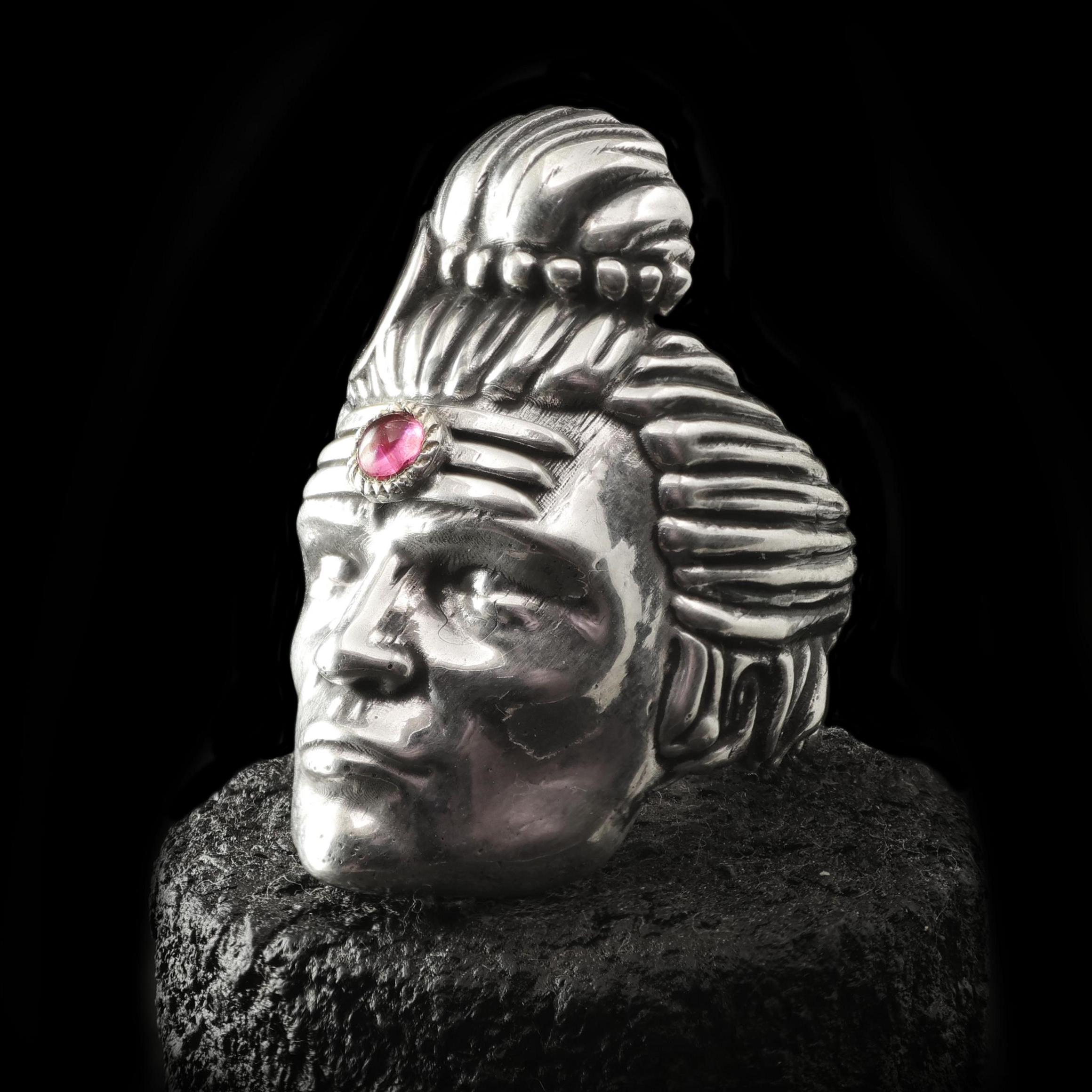 Sterling Silver Lord Shiva Ring Shivji Ring Pink Tourmaline Ring Shiv ...