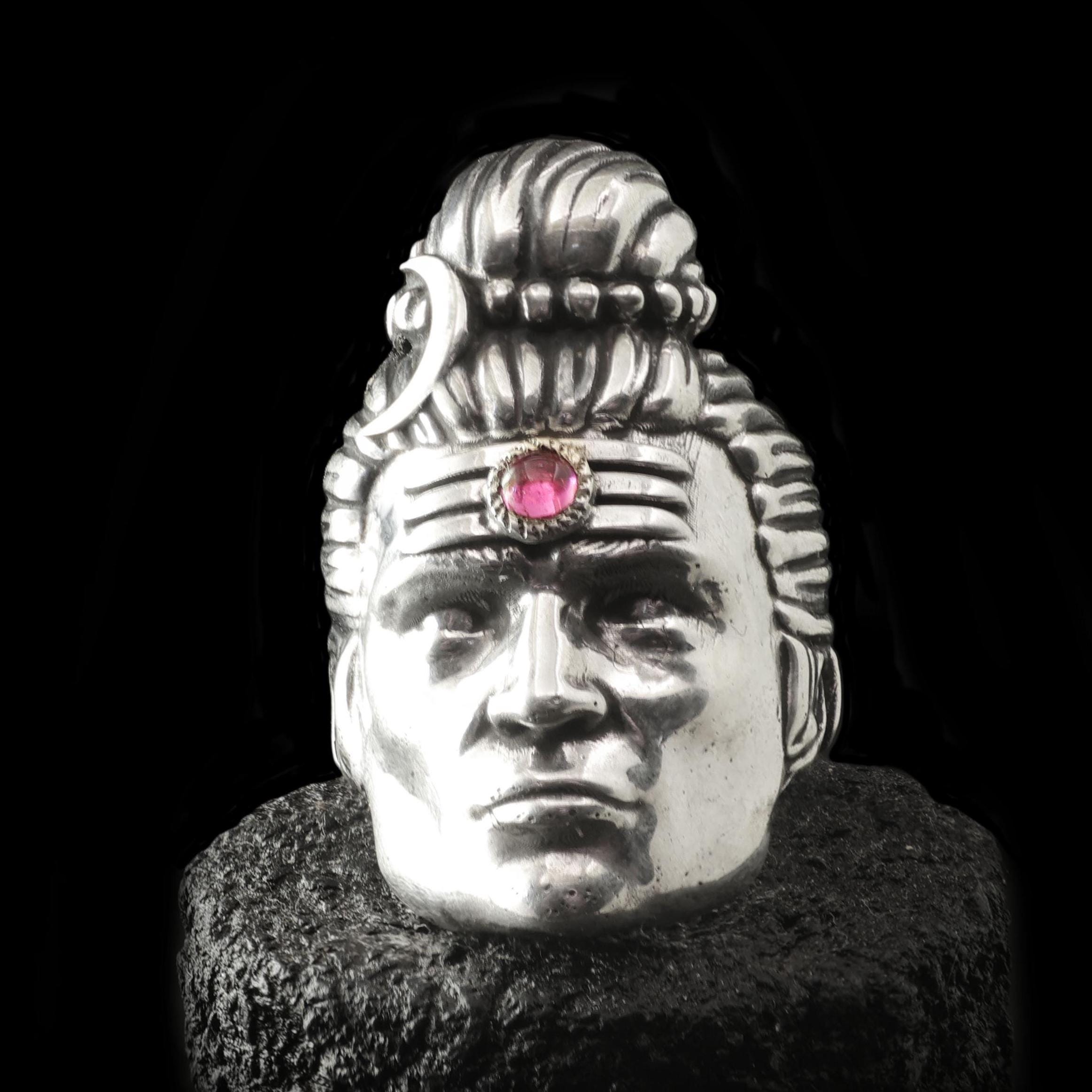 Sterling Silver Lord Shiva Ring Shivji Ring Pink Tourmaline Ring Shiv ...