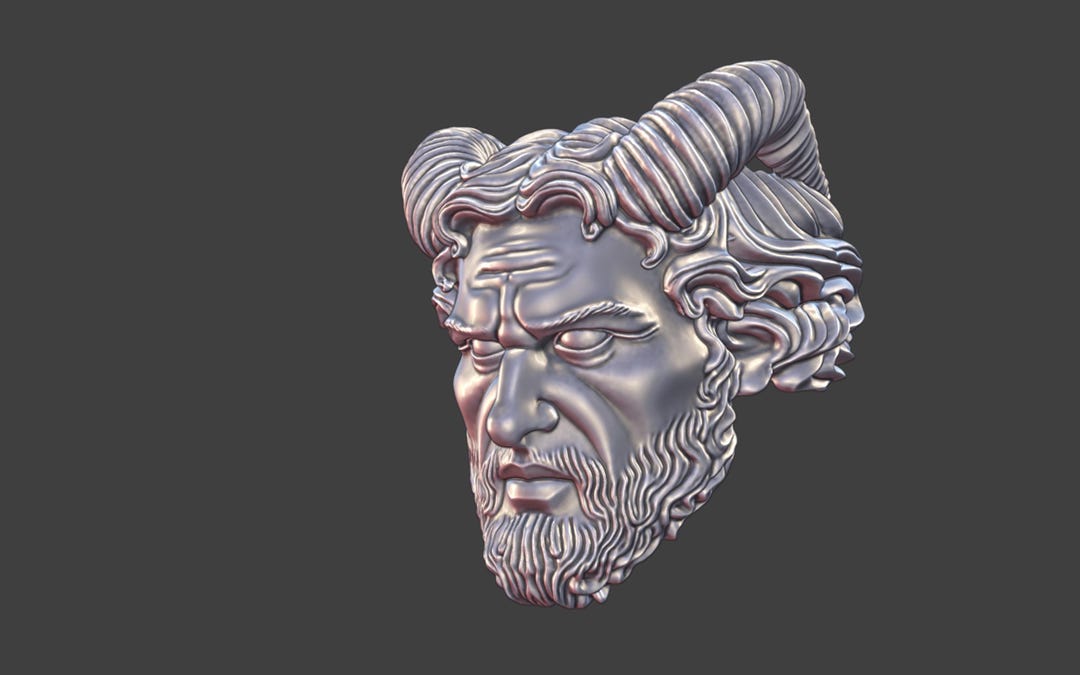 Pagan Devil Face Ring STL 3D Model for Casting Gothic Jewelry for Wax ...