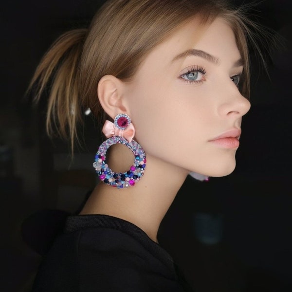 Large Colorful Earrings - Etsy