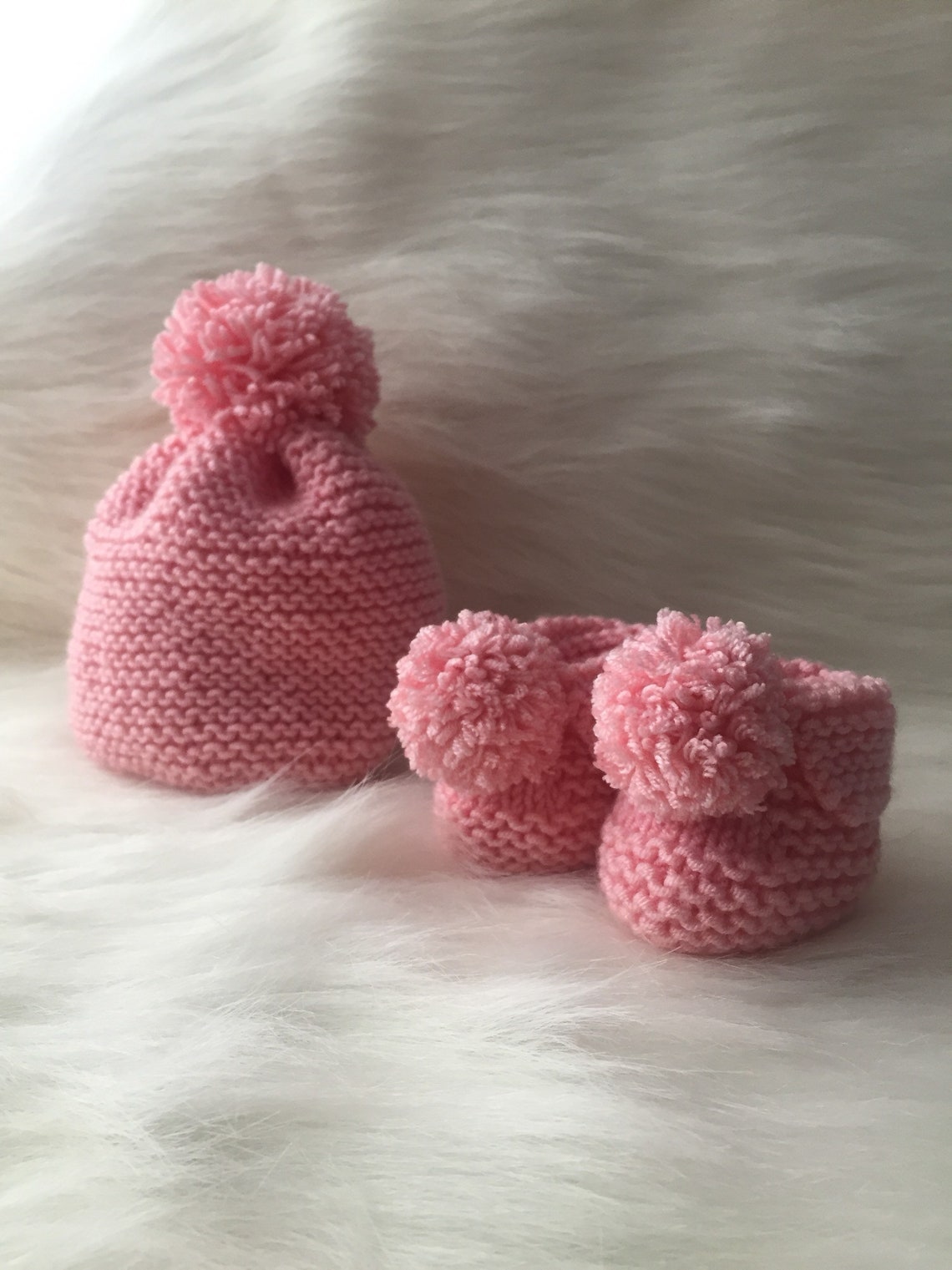Newborn Booties Baby Hospital Hat Pompom Baby Shoes Baby - Etsy
