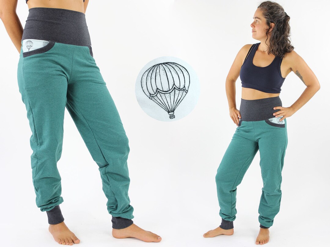 Sweat Jogging Pants Mottled Green With Hot Air Balloons - Etsy