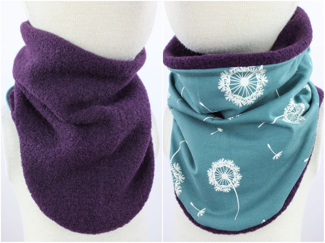 Bufanda reversible de lana violeta con dientes de león sobre - Etsy España