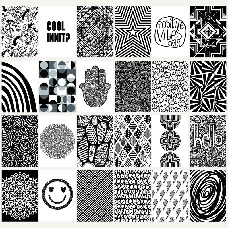 Monochrome Print Bundle...24 A5 Digital Download Prints, Collage Wall ...