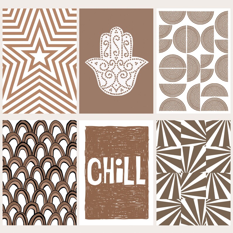 Brown Print Bundle...24 A5 Digital Download Prints, Collage Wall Kit ...