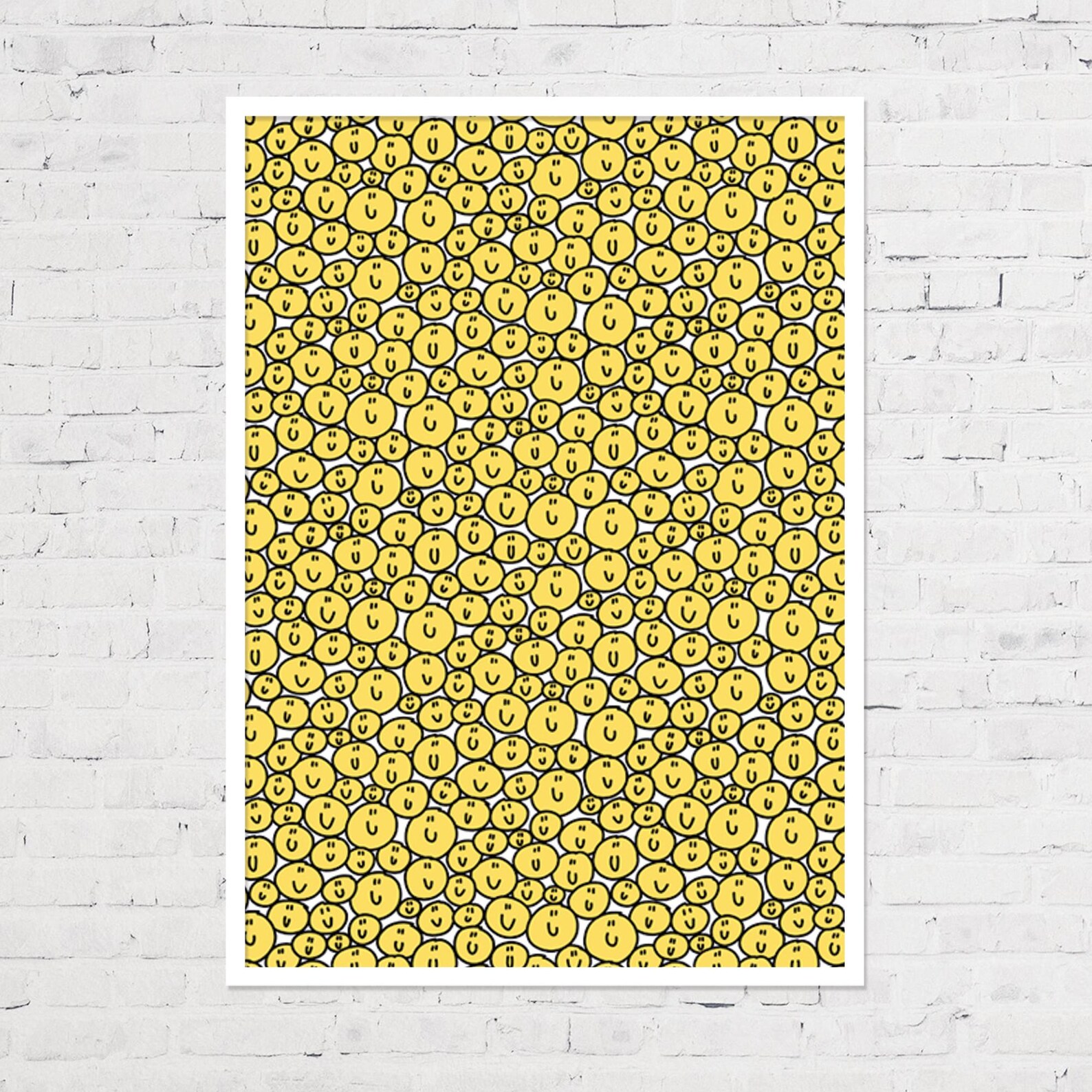 12 A4 Cool Smiley Digital Download Prints, Smiley Wall Art, Yellow Art ...