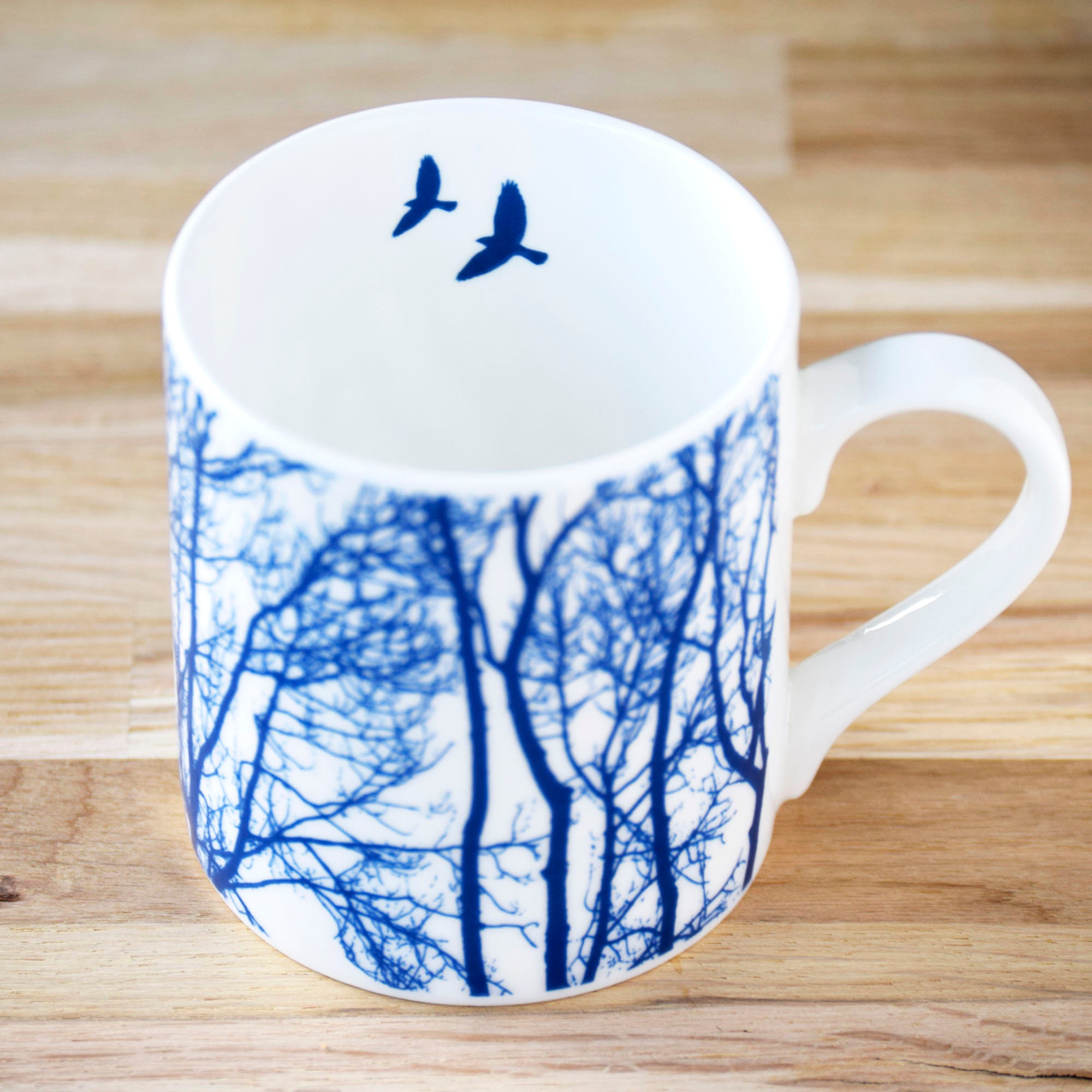 Fine Bone China Mug, Branch Design, Blue & White Fine Bone China Mug ...