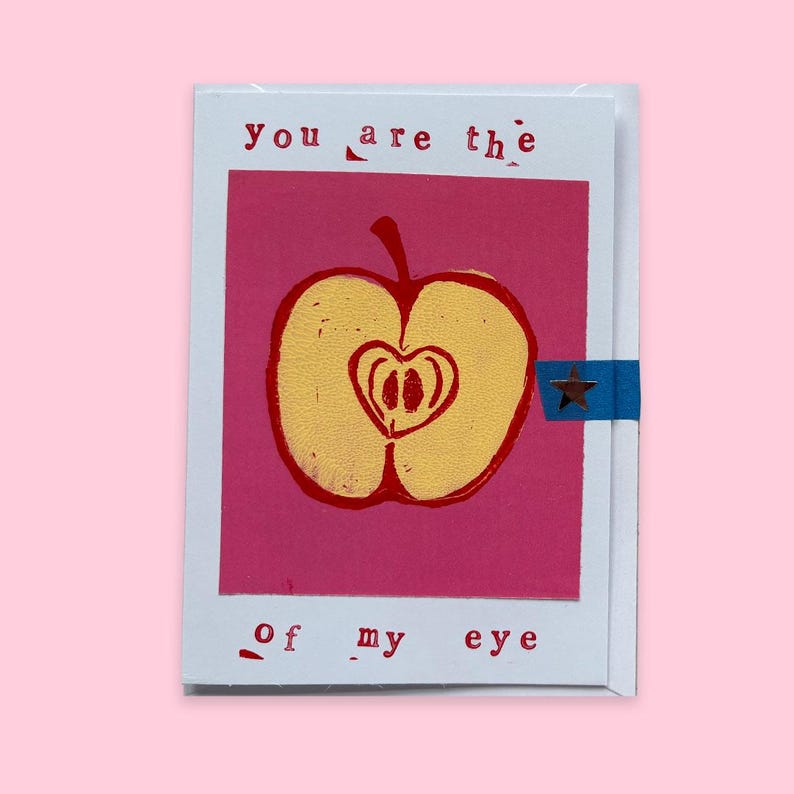 You're The Apple of My Eye Card | Lino Print Valentine's Day Card - Etsy 日本
