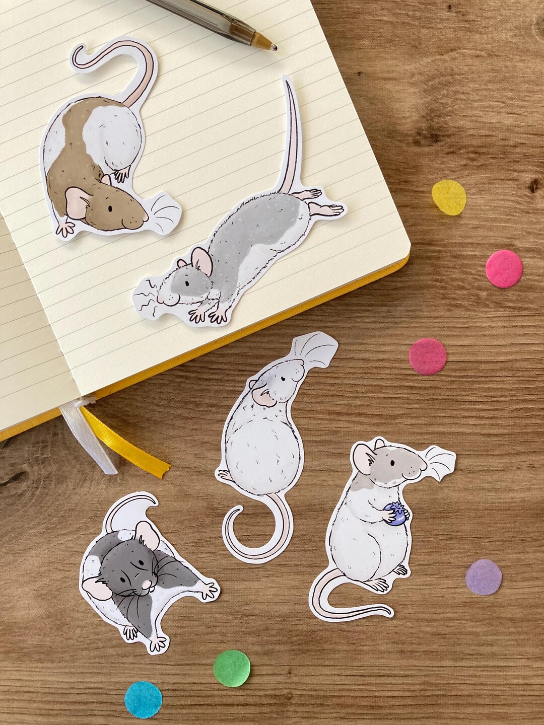 Ratty Mischief Sticker Pack Set of 5 Glossy Rat Stickers Cute Pet Rat ...