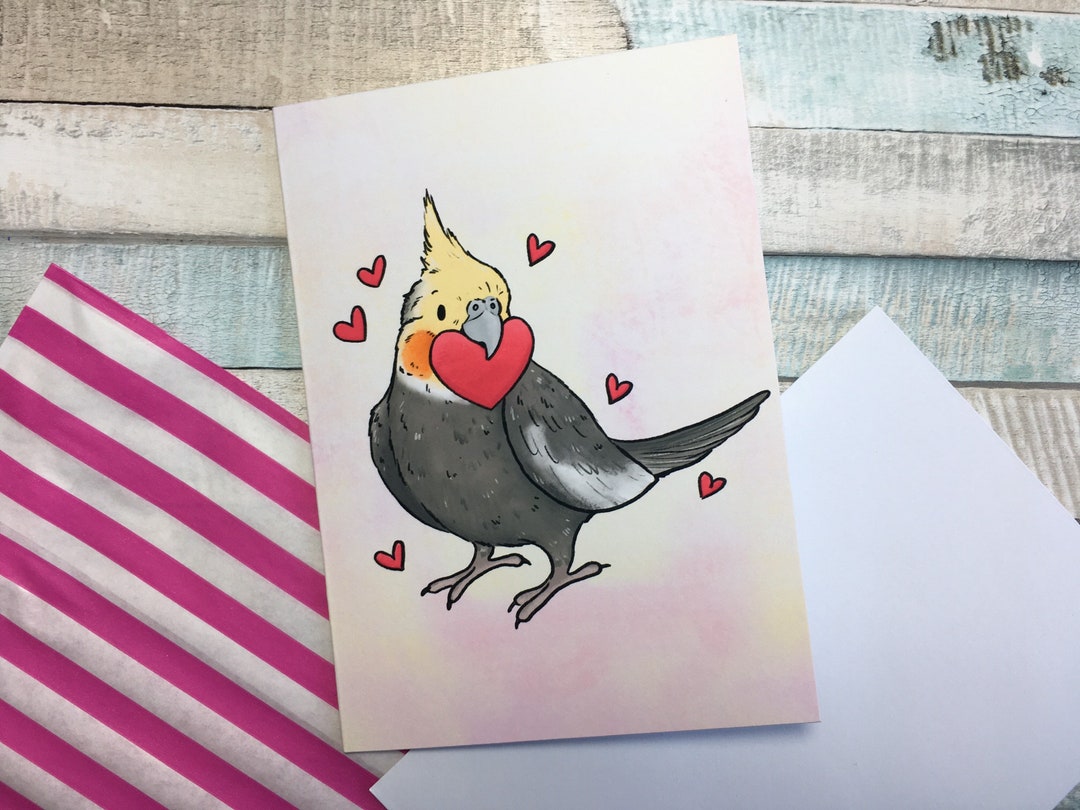 You Stole My Heart Cute Cockatiel A6 Greeting Card Pet Cockatiel Blank ...