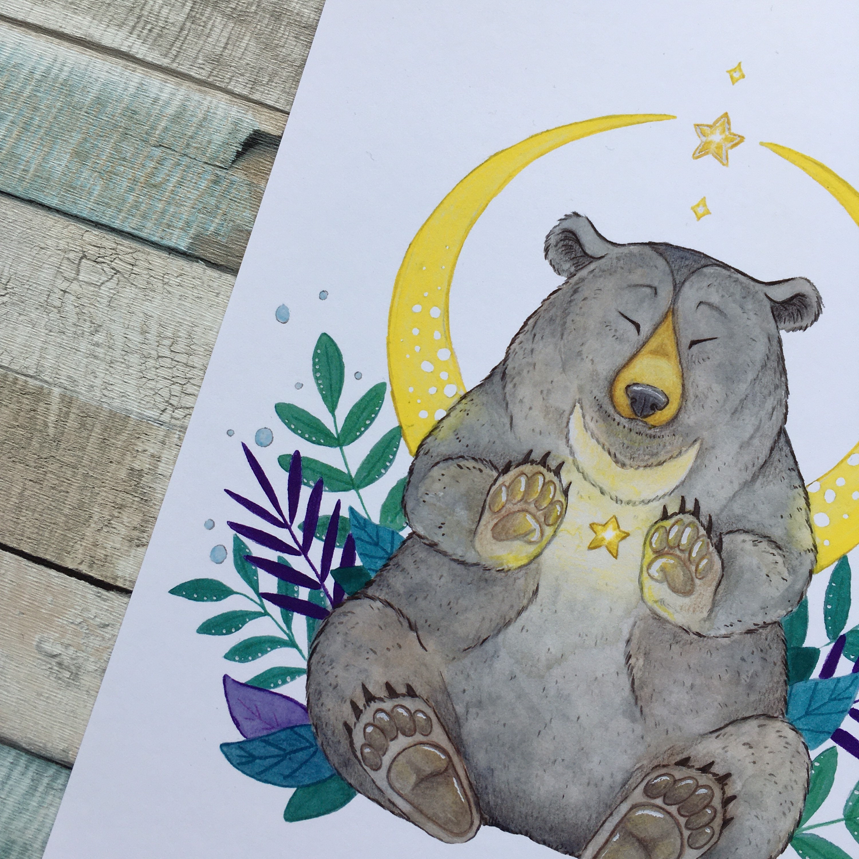Magical Moon Bear Art Print 240gsm Paper Sizes A5 A4 Animal - Etsy UK