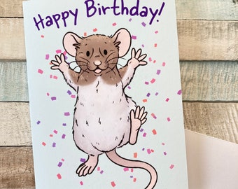 PRINTABLE Rat Birthday Card, Rat Happy Birthday Card, Cute Birthday ...