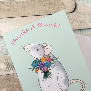 Thanks A Bunch Roan Rat A6 Greeting Card, Rat Holding Flowers, Gift for ...