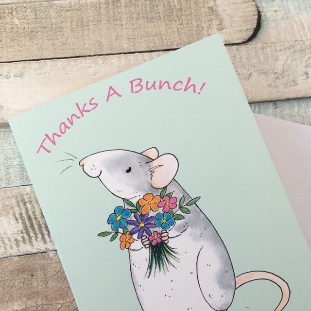 Thanks A Bunch Roan Rat A6 Greeting Card Rat Holding Flowers - Etsy UK