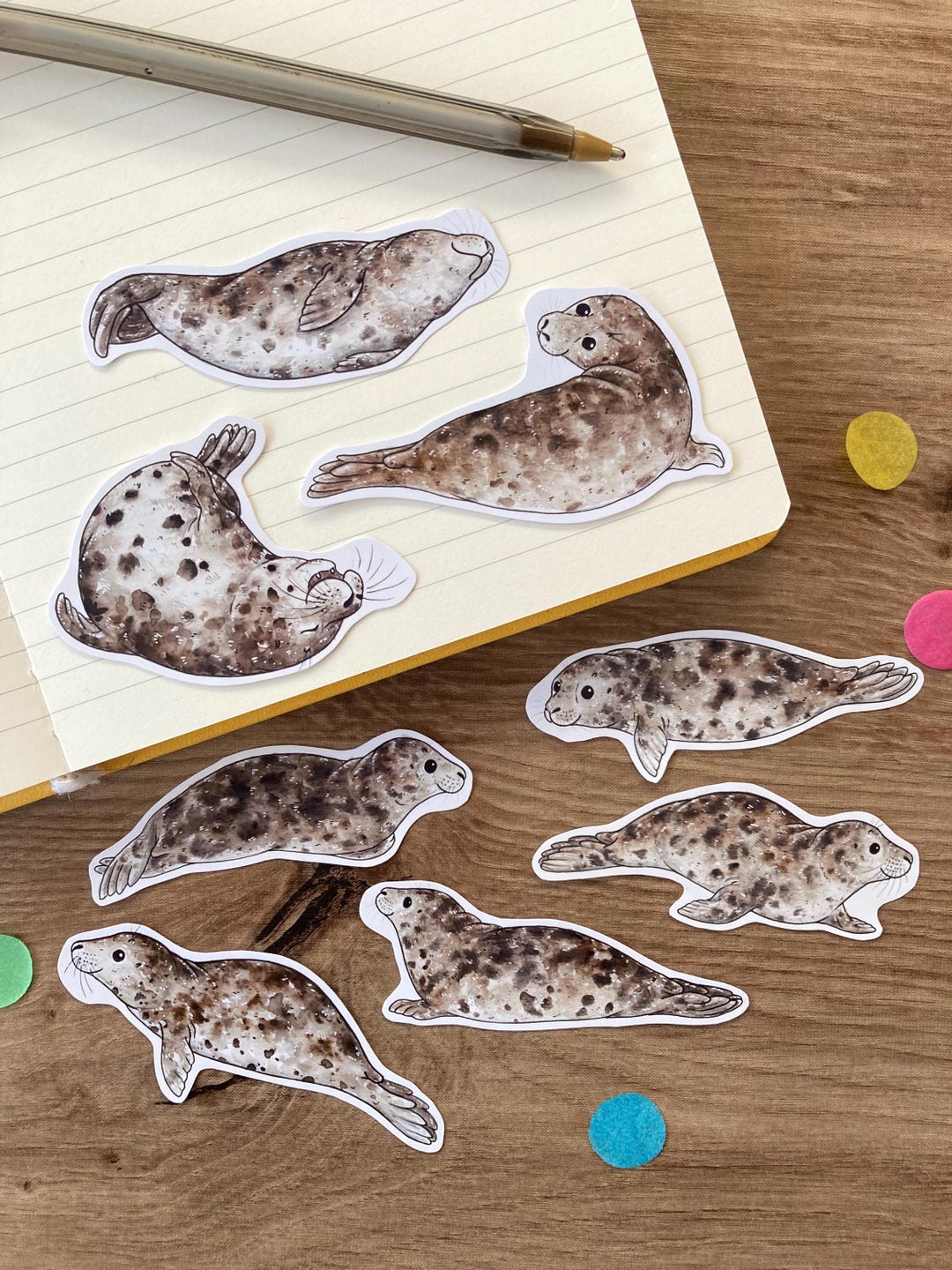 Grey Seal Stickers Set of 8 Cute Seal Stickers Fun Seal Stationery - Etsy