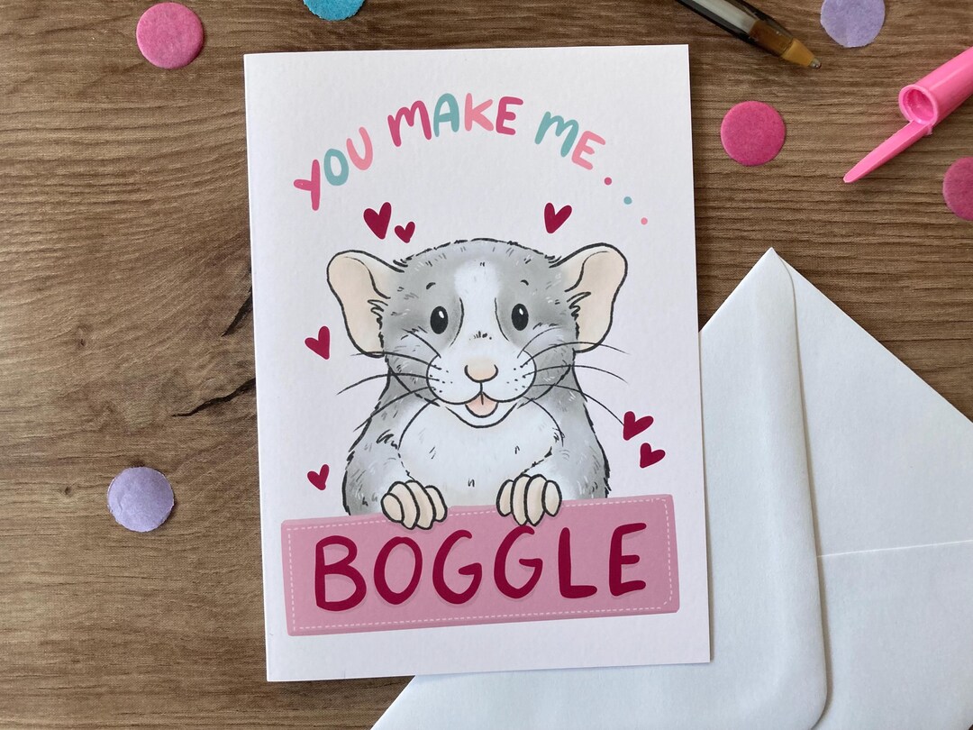 You Make Me Boggle | Cute Rat Greeting Card | Fancy Rat Love | Pet Rat ...