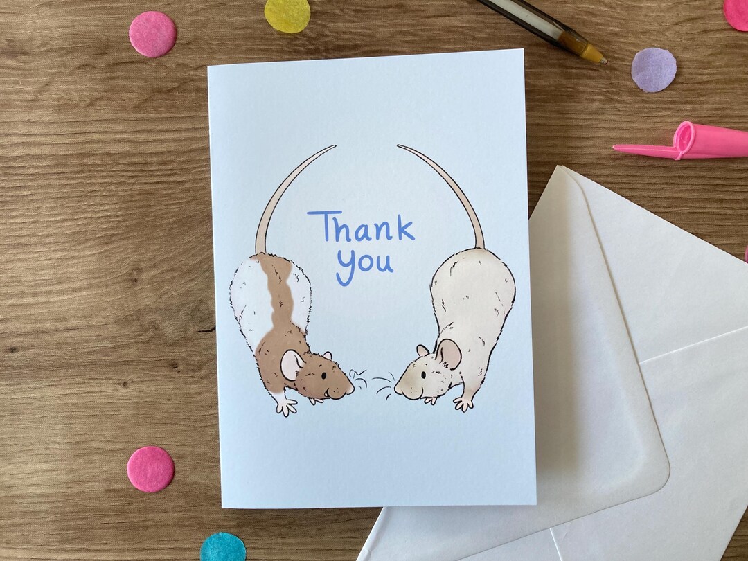 Rat Thank You Card | Cute Rat Blank Thank You Card | Vet Thank You Card ...