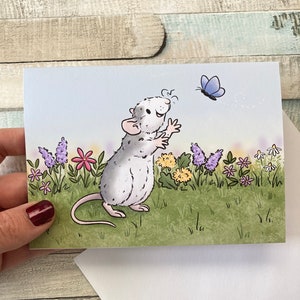 Spring Ratty A6 Blank Greeting Card, Any Occasion, Rat Lover Gift, Cute ...