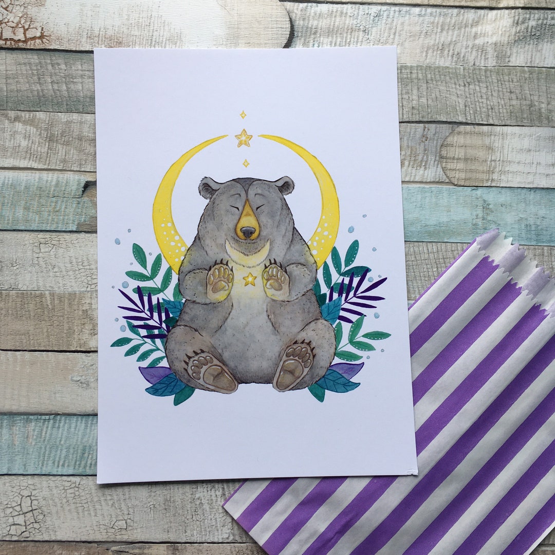 Magical Moon Bear Art Print 240gsm Paper Sizes A5 A4 Animal - Etsy UK