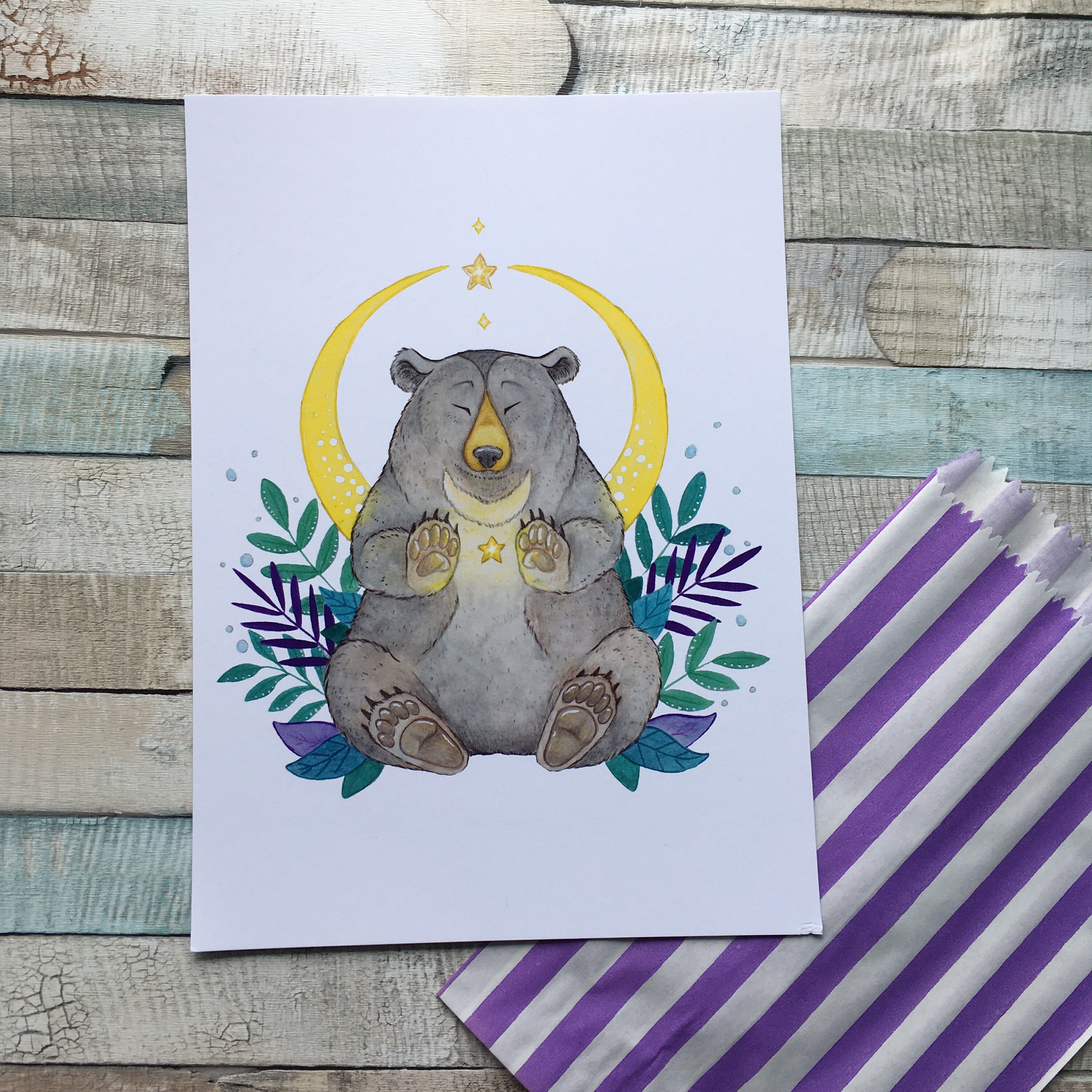 Magical Moon Bear Art Print 240gsm Paper Sizes A5 A4 Animal - Etsy UK