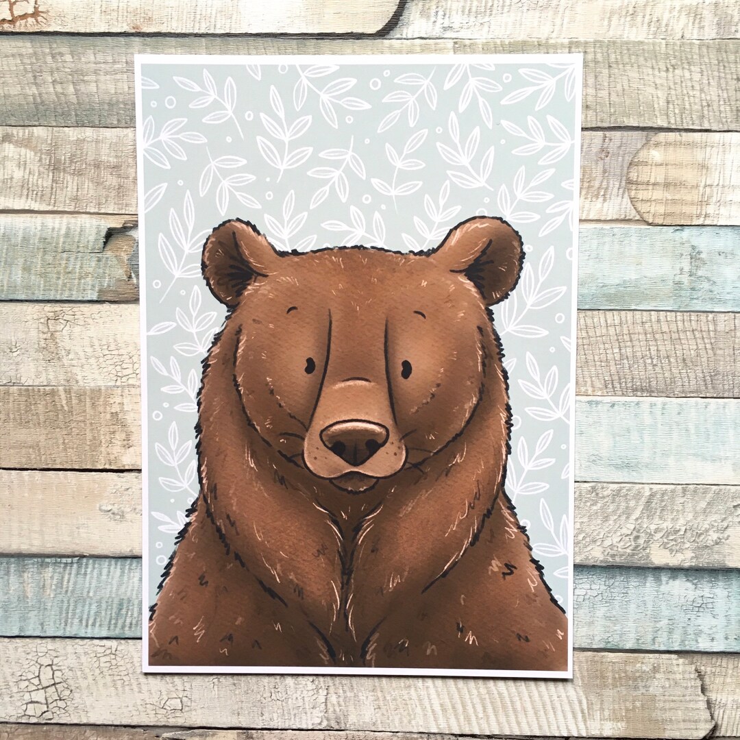 Barney Bear Art Print A5 6x4 Sizes Cute Bear Art Print - Etsy