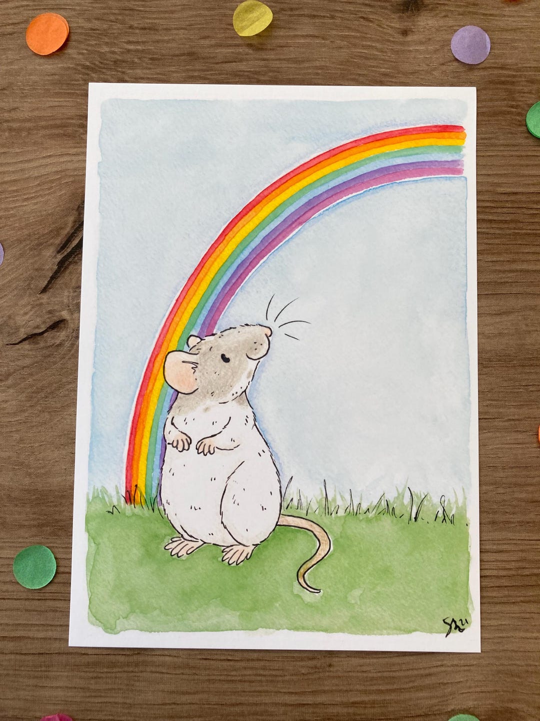 Hope Pet Rat Art Print | Art Print With A Cute Capped Rat and Rainbow ...