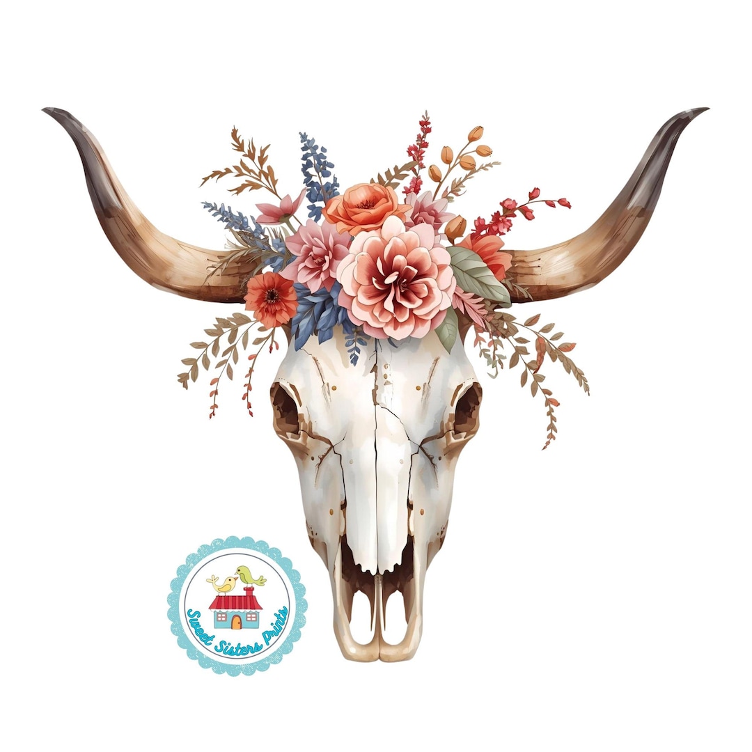 Cow Skull Clip Art: Digital Download for Art & Collage, Includes Both ...