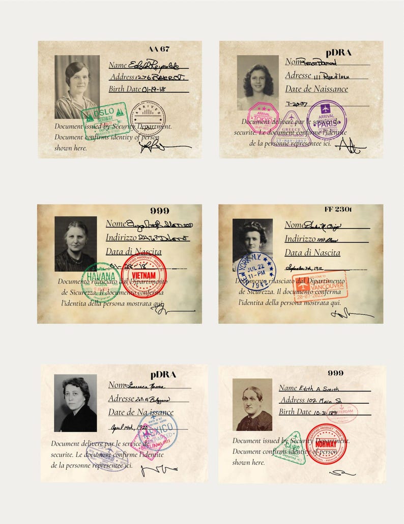 Vintage Passport Cards, Old ID Cards, Download Fun for Junk Journals ...