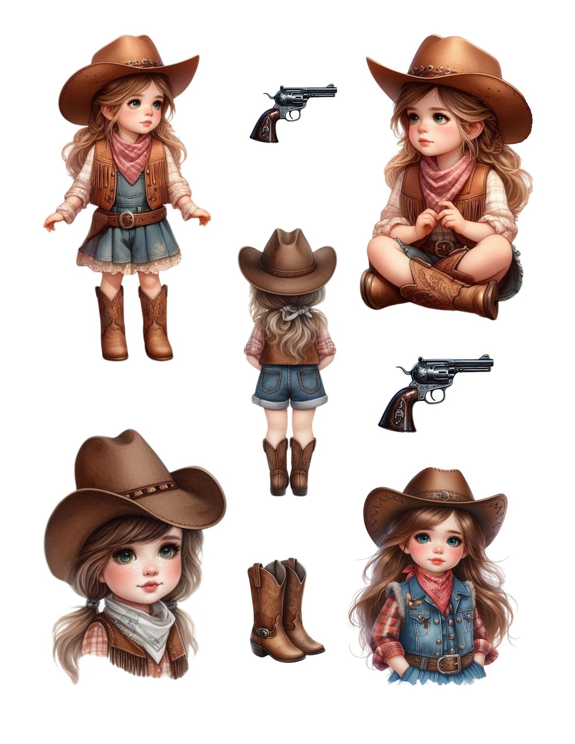 Cute Western Kids Download for Art Journals, Junk Journals, Collage ...