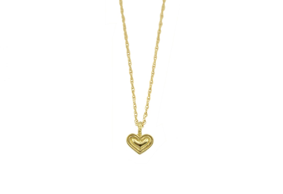 14k Little Heart Necklace, Small Heart Necklace, Tiny Heart Charm, Tiny ...