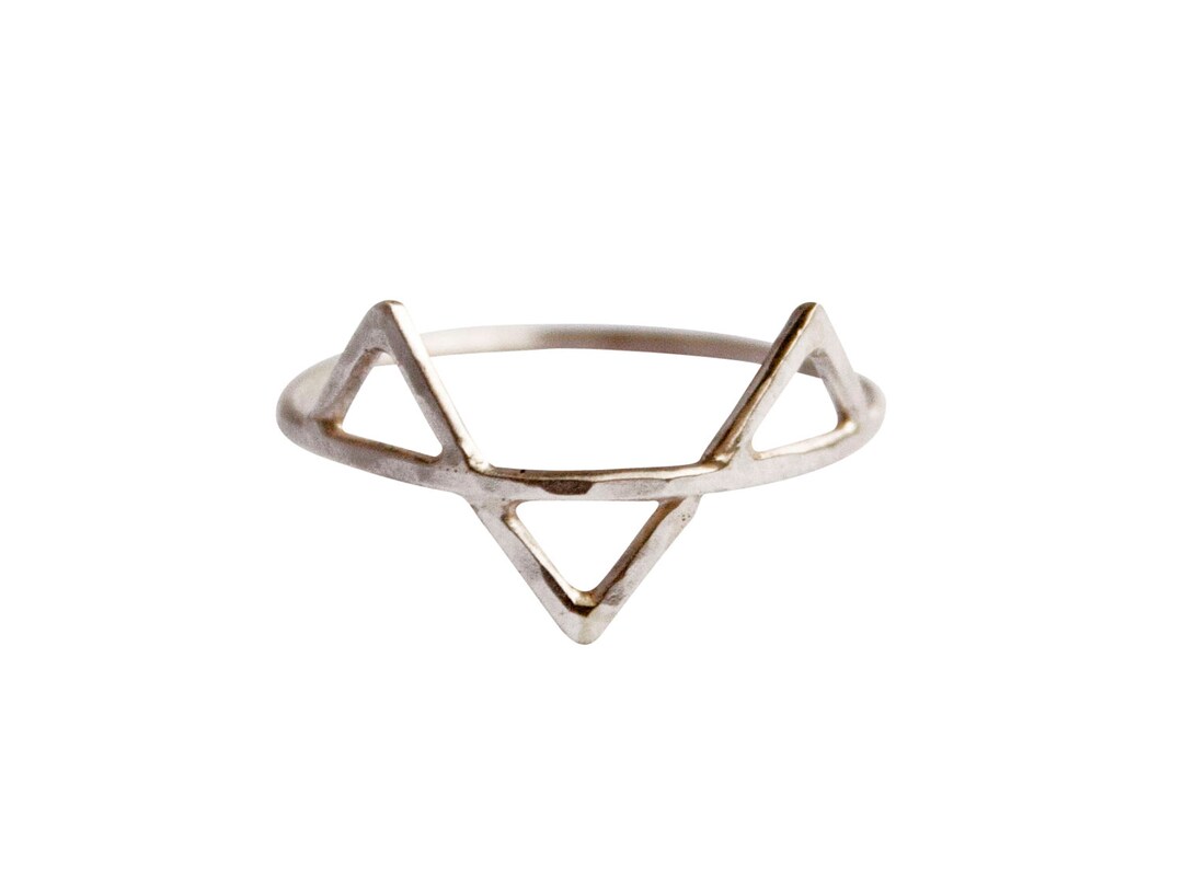 Three Spikes Ring Thin Silver Ring Geometric Jewelry - Etsy