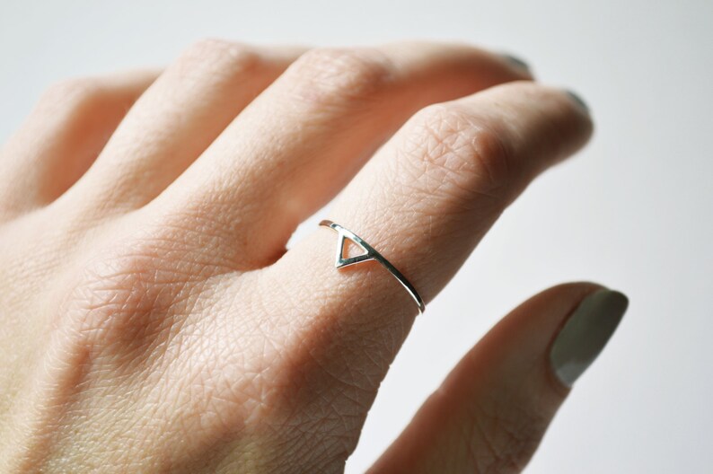 Thin Silver Spike Ring Thin Silver Ring Triangle Ring - Etsy